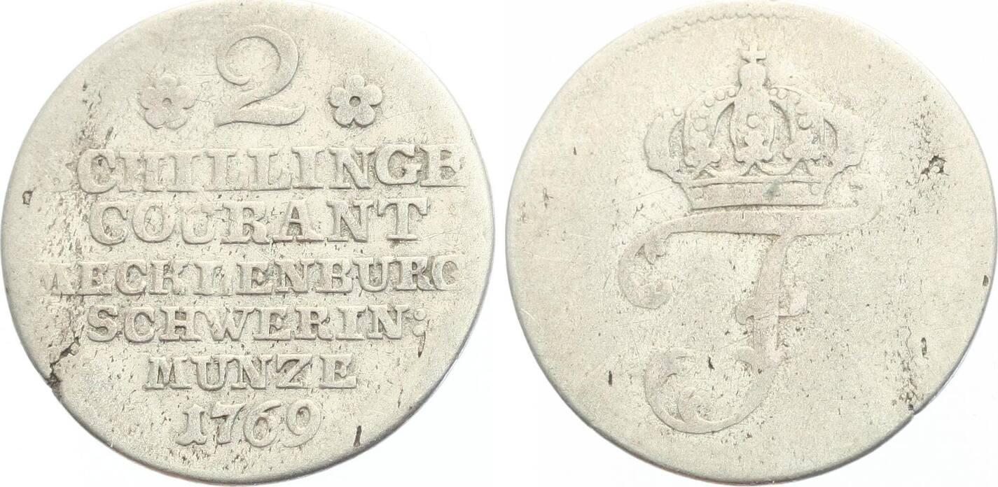 Mecklenburg-Schwerin 2 Schillinge 1766 Friedrich 1756-1785. Schön-sehr schön | MA-Shops