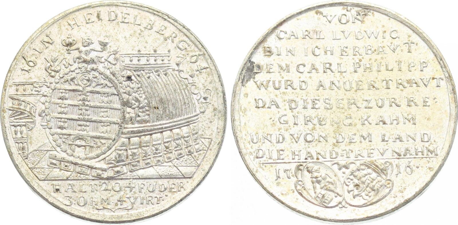 Pfalz-Kurlinie Versilberte Bronzemedaille 1716 Karl Philipp 1716-1742 ...