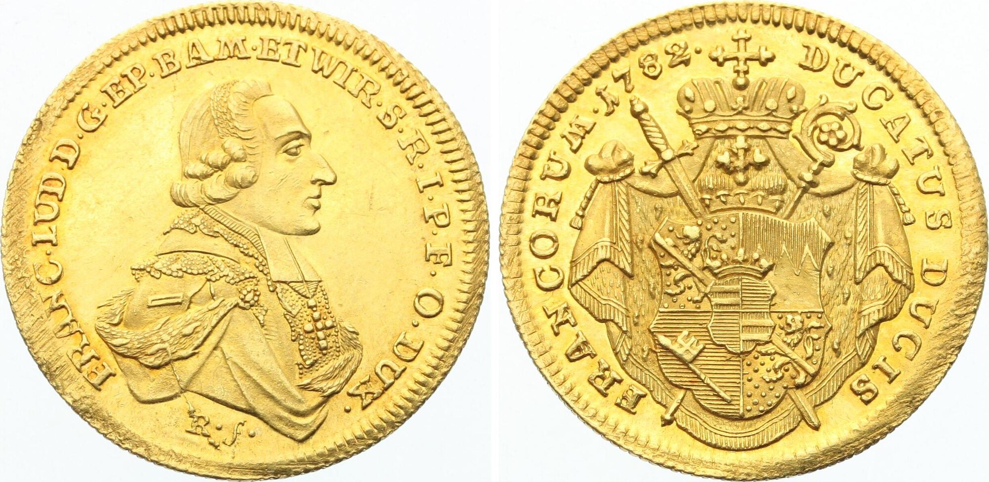 Würzburg-Bistum Dukat Gold 1782 R Franz Ludwig von Erthal 1779-1795 ...