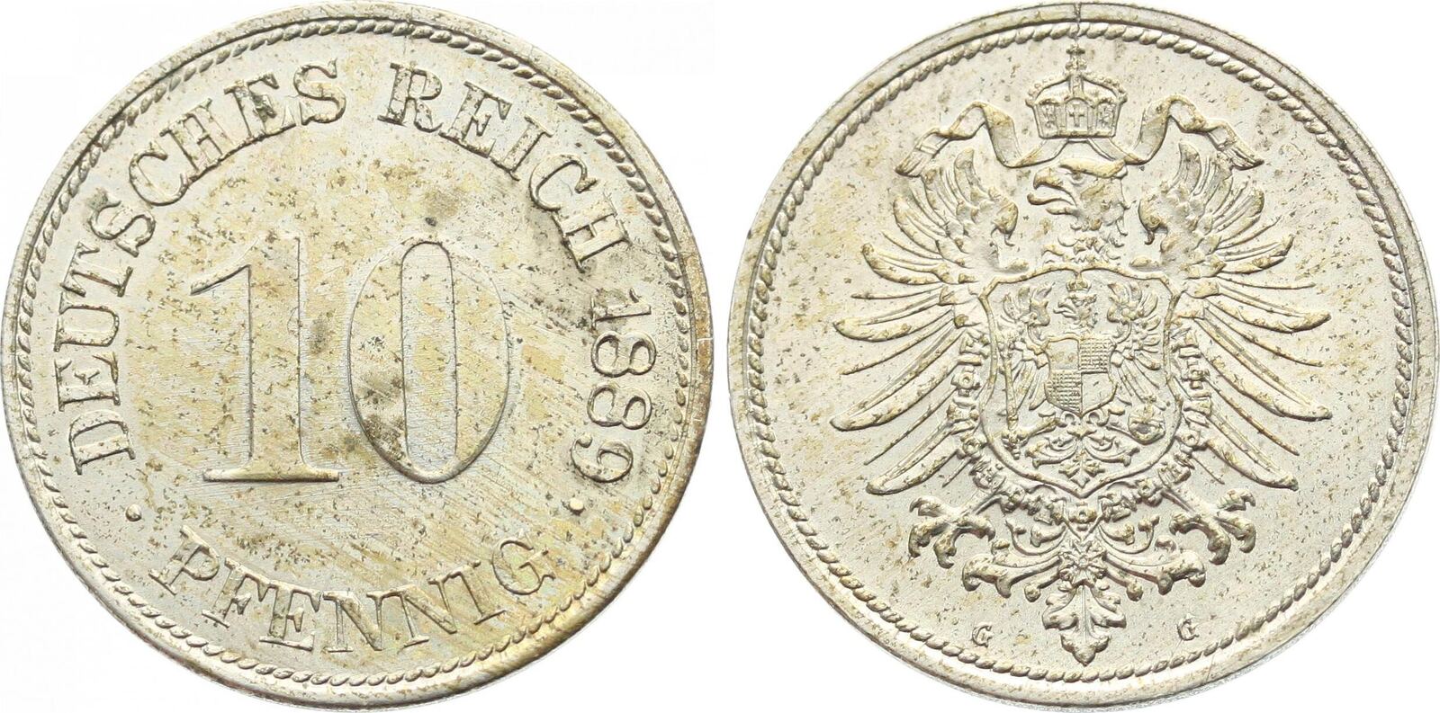 Kleinmünzen 10 Pfennig 1889 G Fleckig, vorzüglich+ | MA-Shops