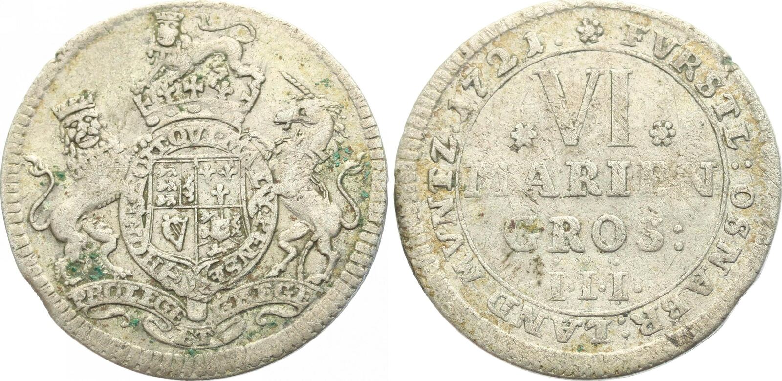 Osnabrück-Bistum VI Mariengroschen 1721 Ernst August II. von York 1716 ...