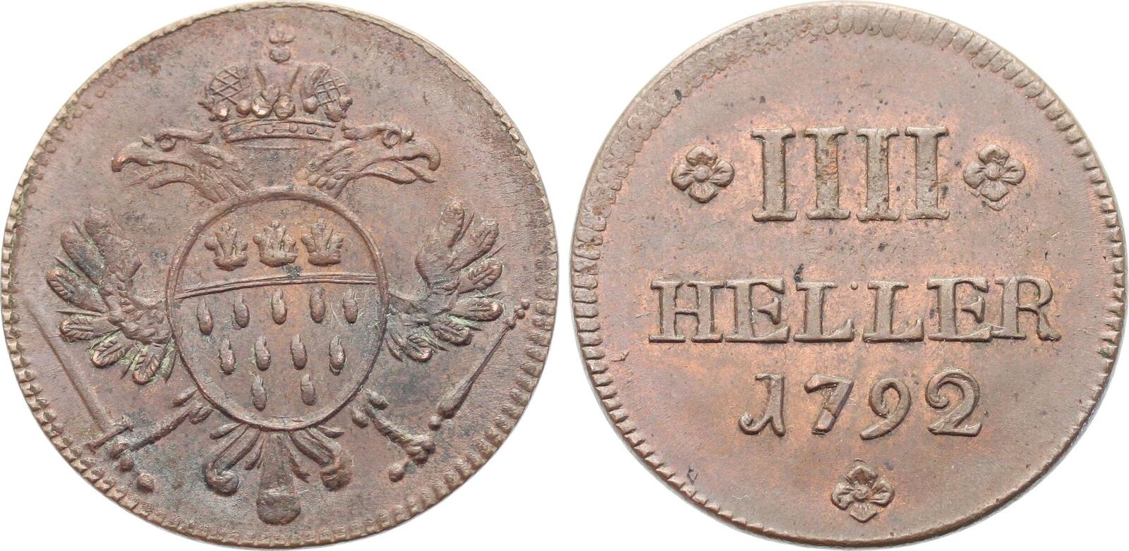 Köln-Stadt IIII Heller 1792 Schöne Patina, vorzüglich | MA-Shops