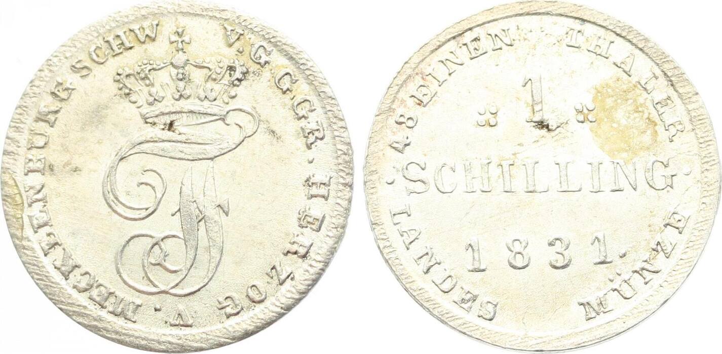 Mecklenburg-Schwerin 1 Schilling 1831 Friedrich Franz I. 1785-1837. Winz. Schrötlingsfehler ...