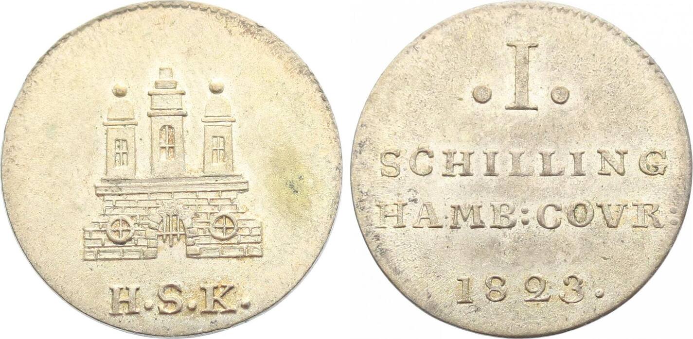 Hamburg-Stadt Schilling 1823 Fast Stempelglanz | MA-Shops