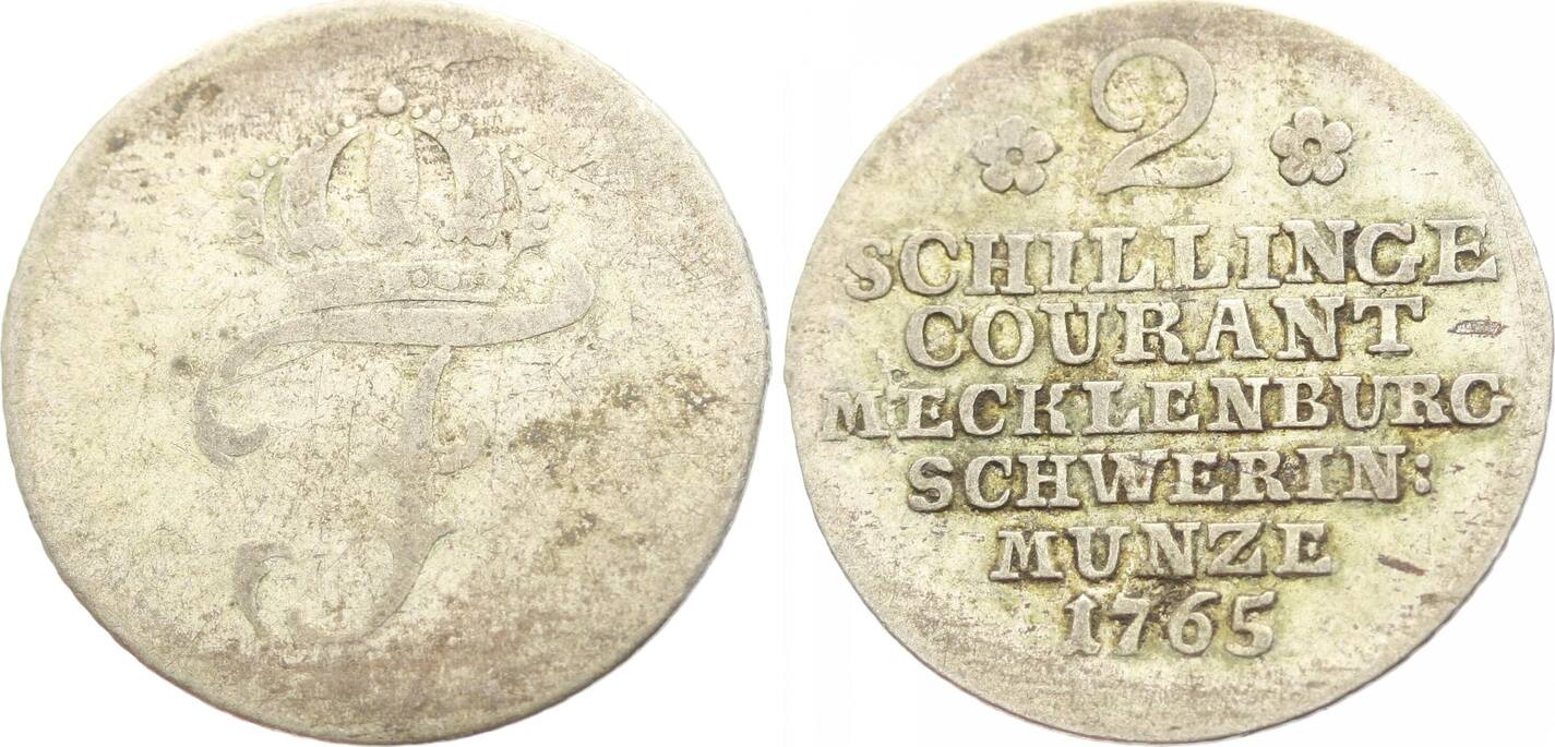 Mecklenburg-Schwerin 2 Schillinge 1765 Friedrich 1756-1785. Schön | MA-Shops