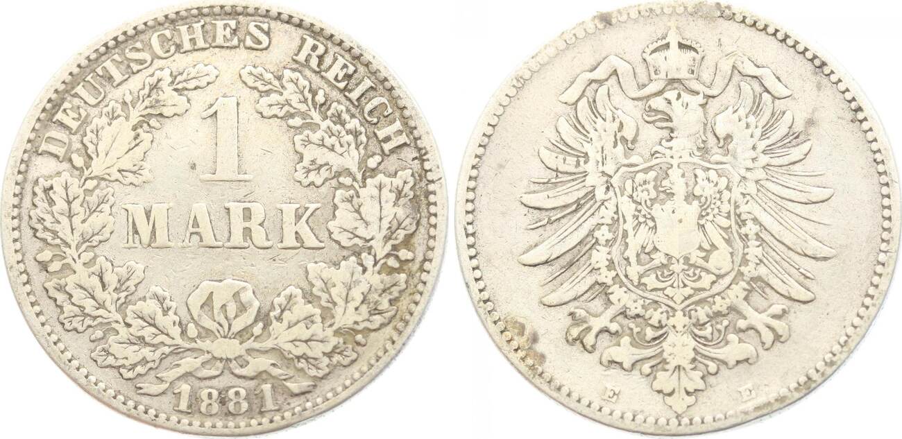 Kleinmünzen 1 Mark 1881 E Randfehler, schön | MA-Shops