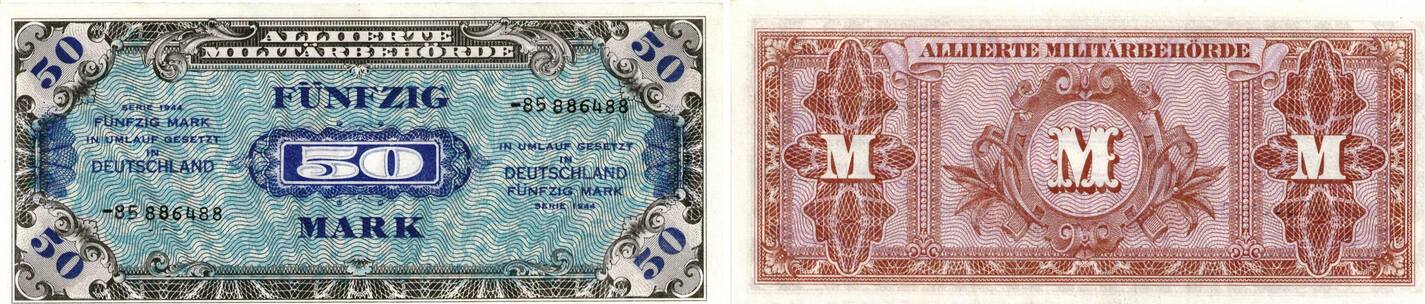Allgemein 50 Mark Alliierte Besatzung 1944. Fast kassenfrisch | MA-Shops