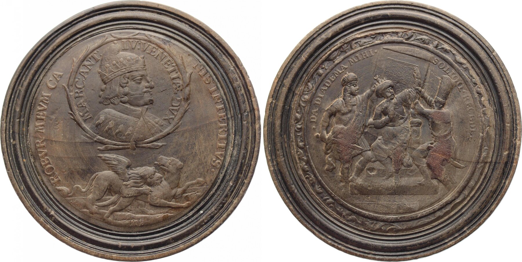 Italien-Venedig Brettstein aus dunklem Holz oJ 1687 Marcantonio ...