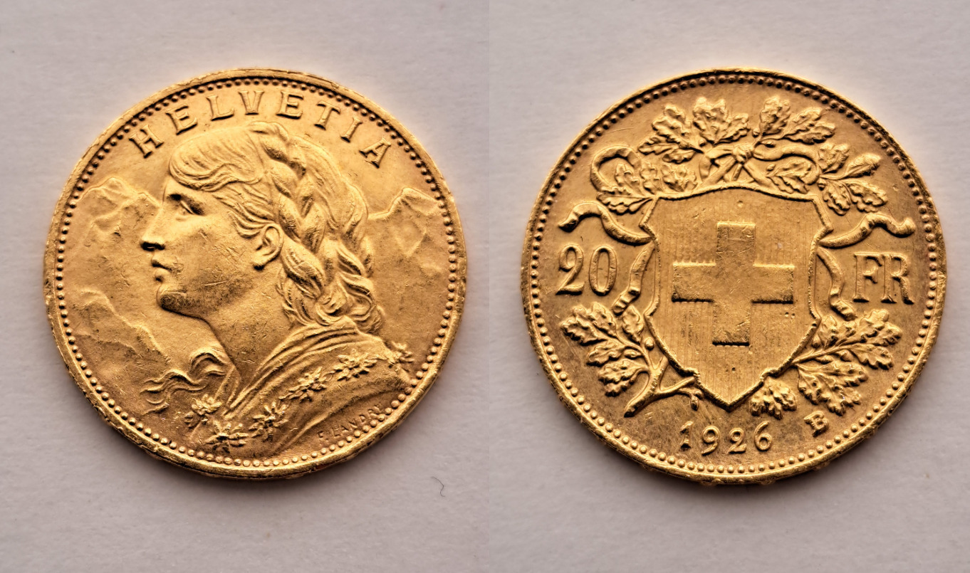 Schweiz 20 Franken 1926 Bern- Vreneli Vorzüglich | MA-Shops