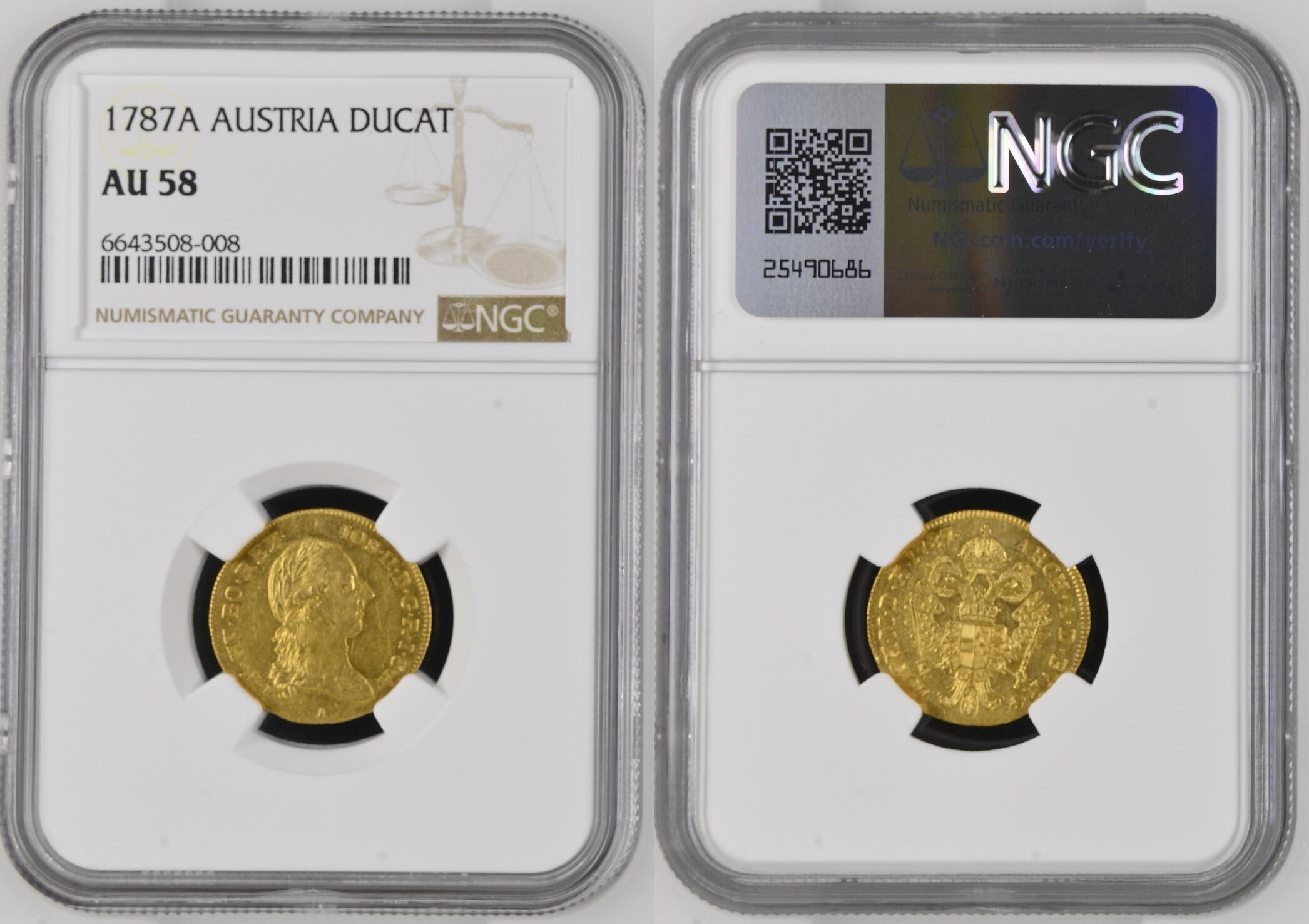 AUSTRIA DUCAT 1787A Joseph II. NGC AU 58 | MA-Shops