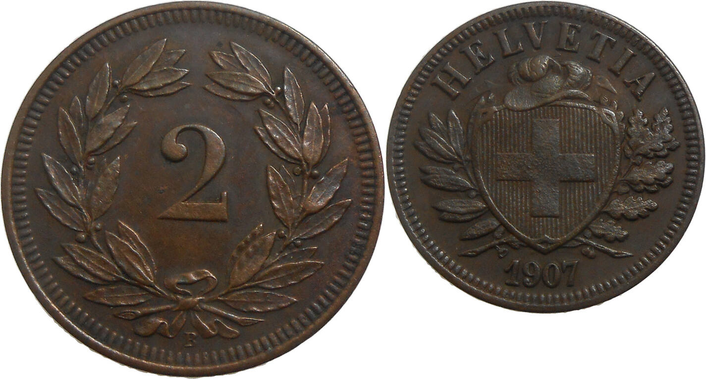 Switzerland 2 Rappen 1907 aUNC | MA-Shops