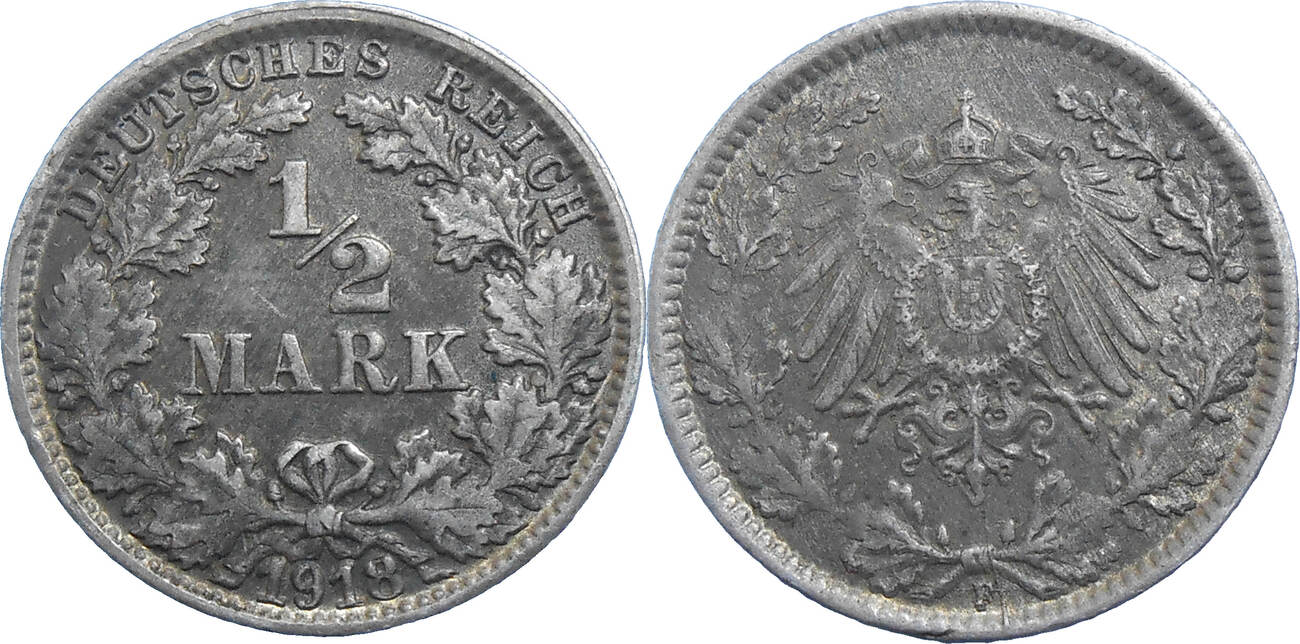 Germany 1/2 Mark 1918 Wilhelm II. (1888-1918) VF | MA-Shops