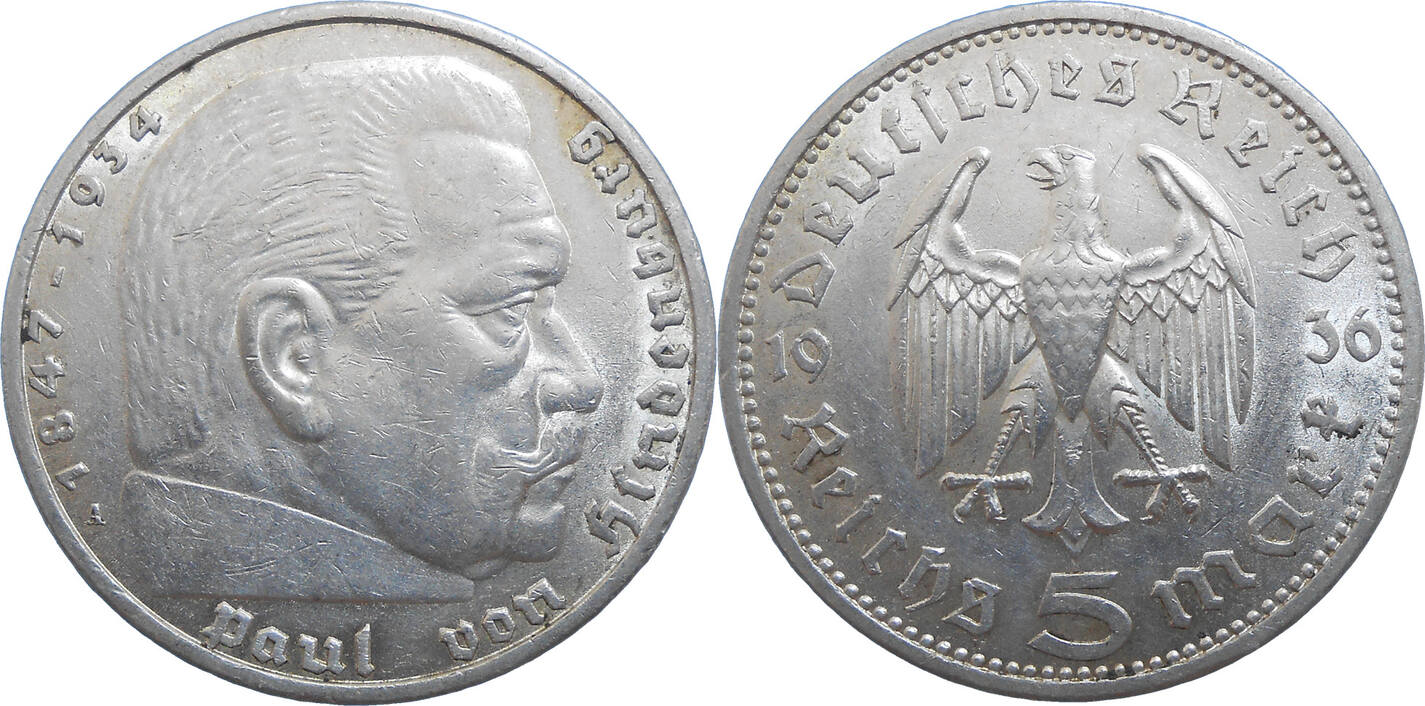 Germany 5 Reichsmark 1936 5 silver Reichsmark A EF | MA-Shops