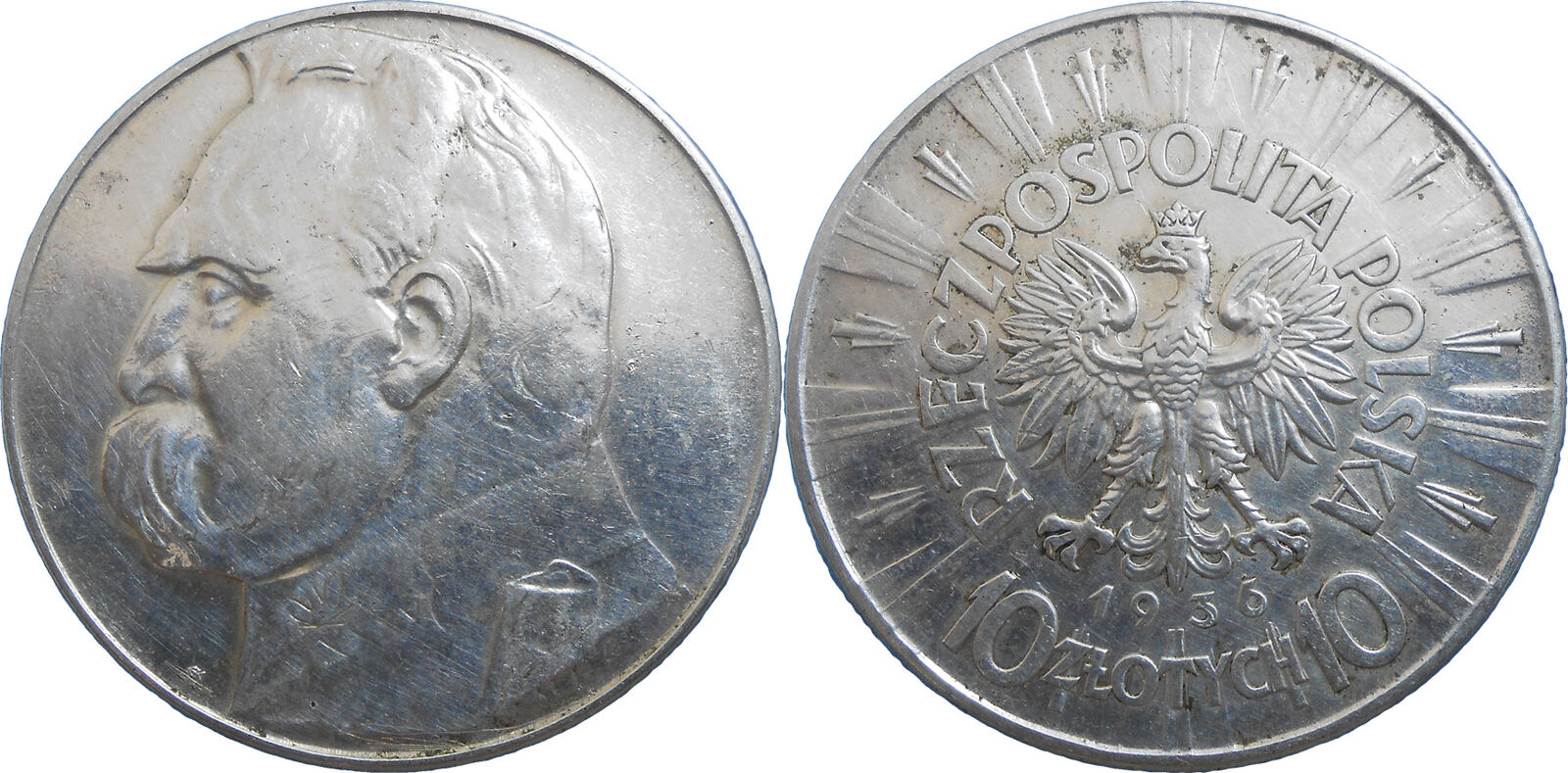 Poland 10 Zlotys 1936 Jósef Pilsudski VF | MA-Shops
