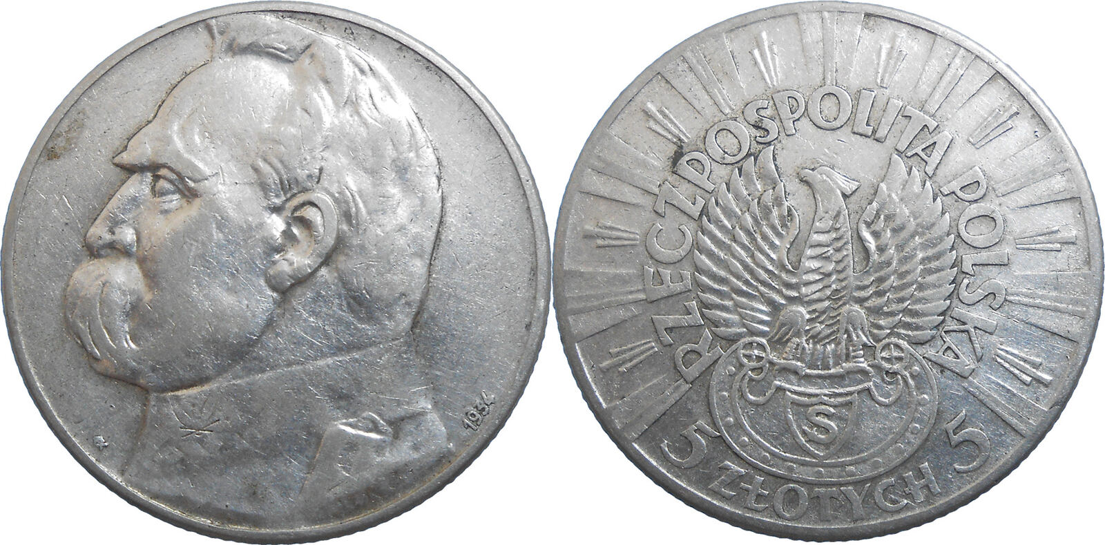 Poland 5 Zloty 1934 Jósef Pilsudski, Rifle Corps EF | MA-Shops
