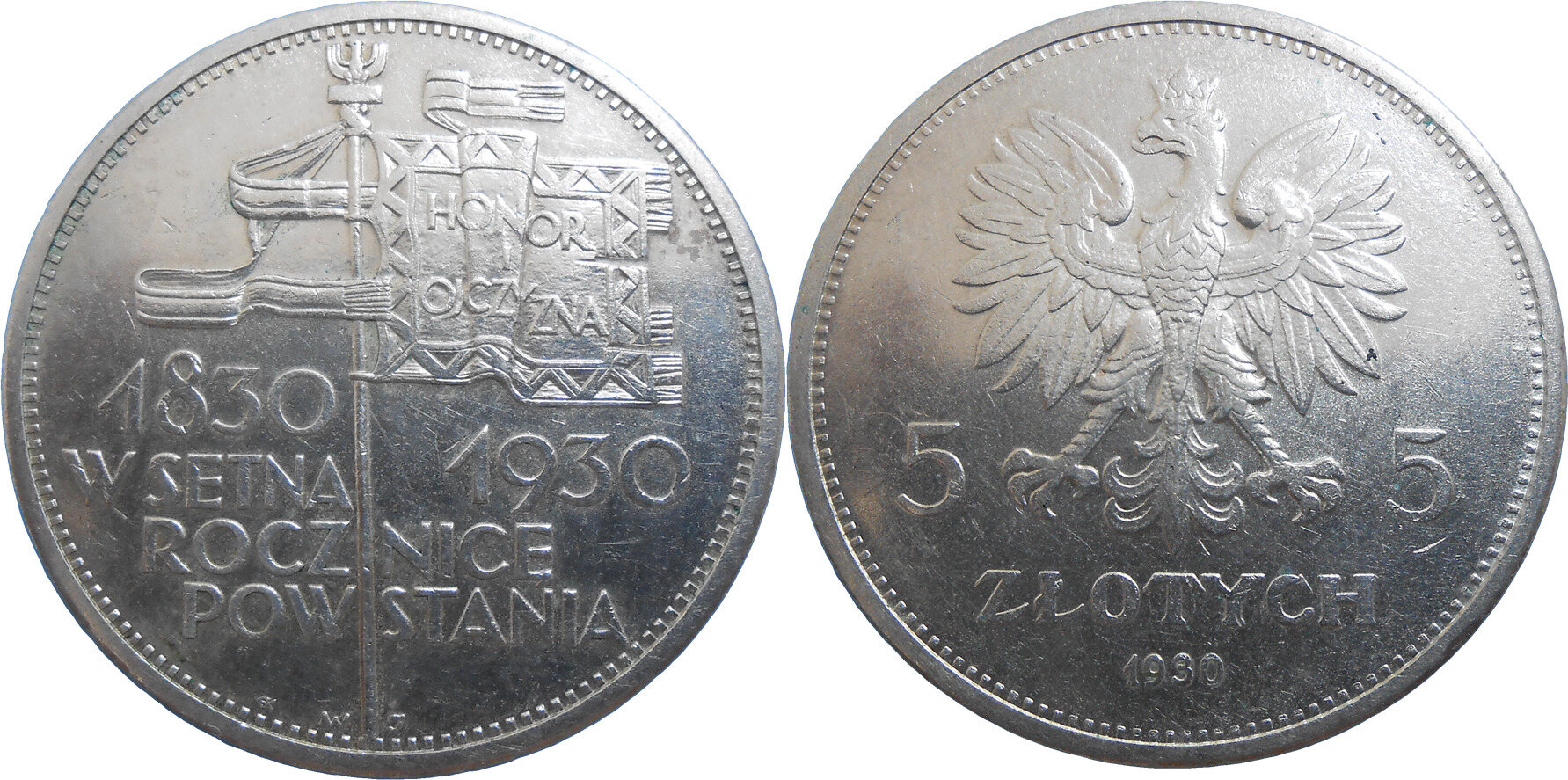 Poland 5 Zloty 1930 100th Anniversary of the November Uprising EF | MA-Shops