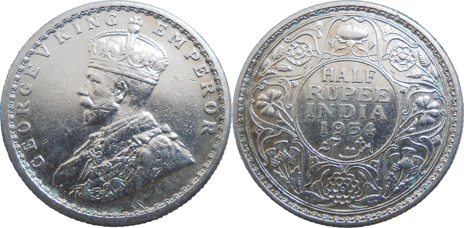 India 1/2 Rupee 1934 George V. (1910-1936) VF | MA-Shops