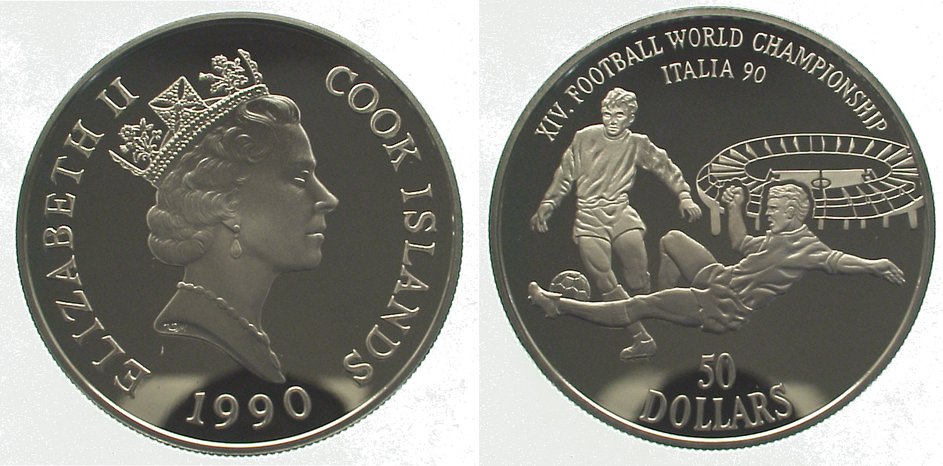 Cook Islands 50 Dollars 1990 Elizabeth II. seit 1952. Polierte Platte ...