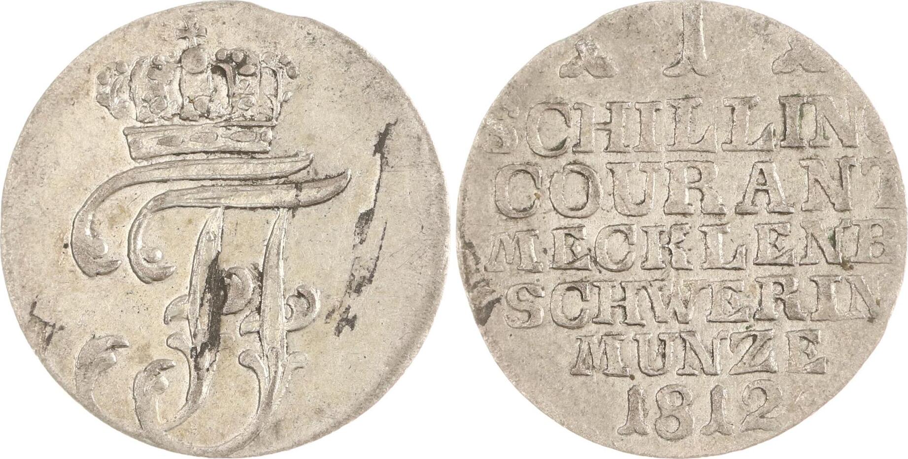 Mecklenburg-Schwerin Schilling 1812 Friedrich Franz I. 1785-1837. Äußerst seltener Jahrgang ...