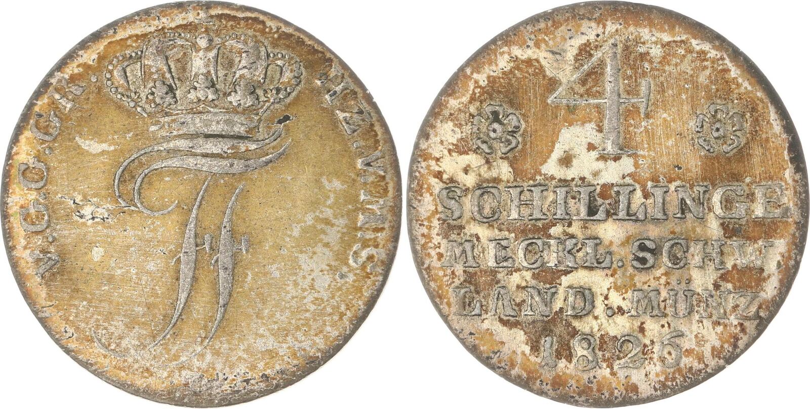 Mecklenburg-Schwerin 4 Schilling 1826 Friedrich Franz I. 1785-1837. Sehr schön | MA-Shops