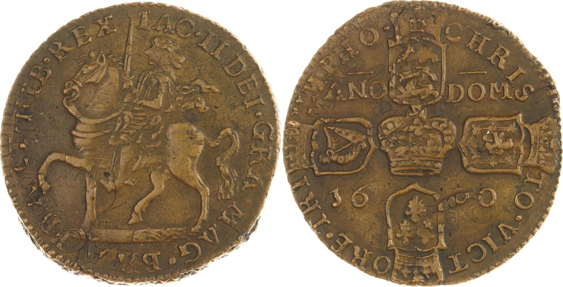 Irland Cu Crown 1690 James II. 1685-1691. Vorzüglich | MA-Shops
