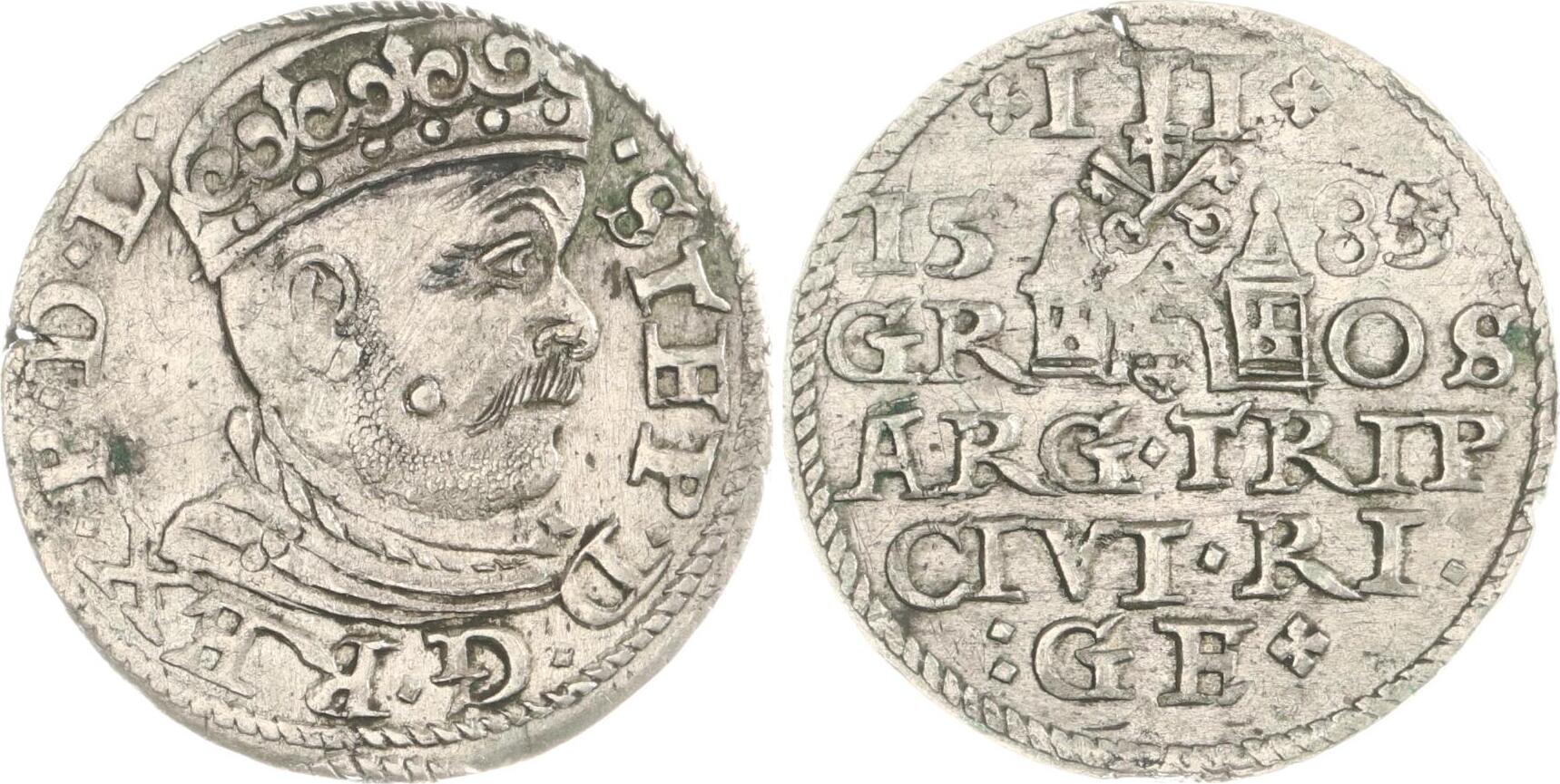 Baltikum-Riga, Stadt 3 Gröscher 1 1585 Stephan Báthory 1581-1586. Sehr ...