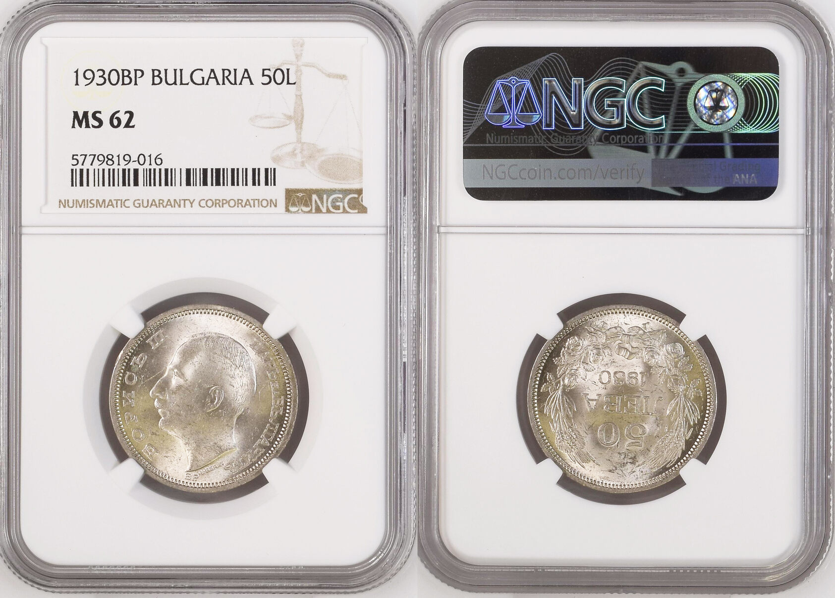 BULGARIA 50 Leva 1930 BP Boris III. NGC MS 62 | MA-Shops