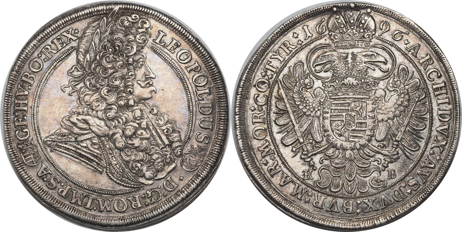 HUNGARY 1696 KB Emperor Leopold I. Silver Thaler Coin. Kremnitz ...
