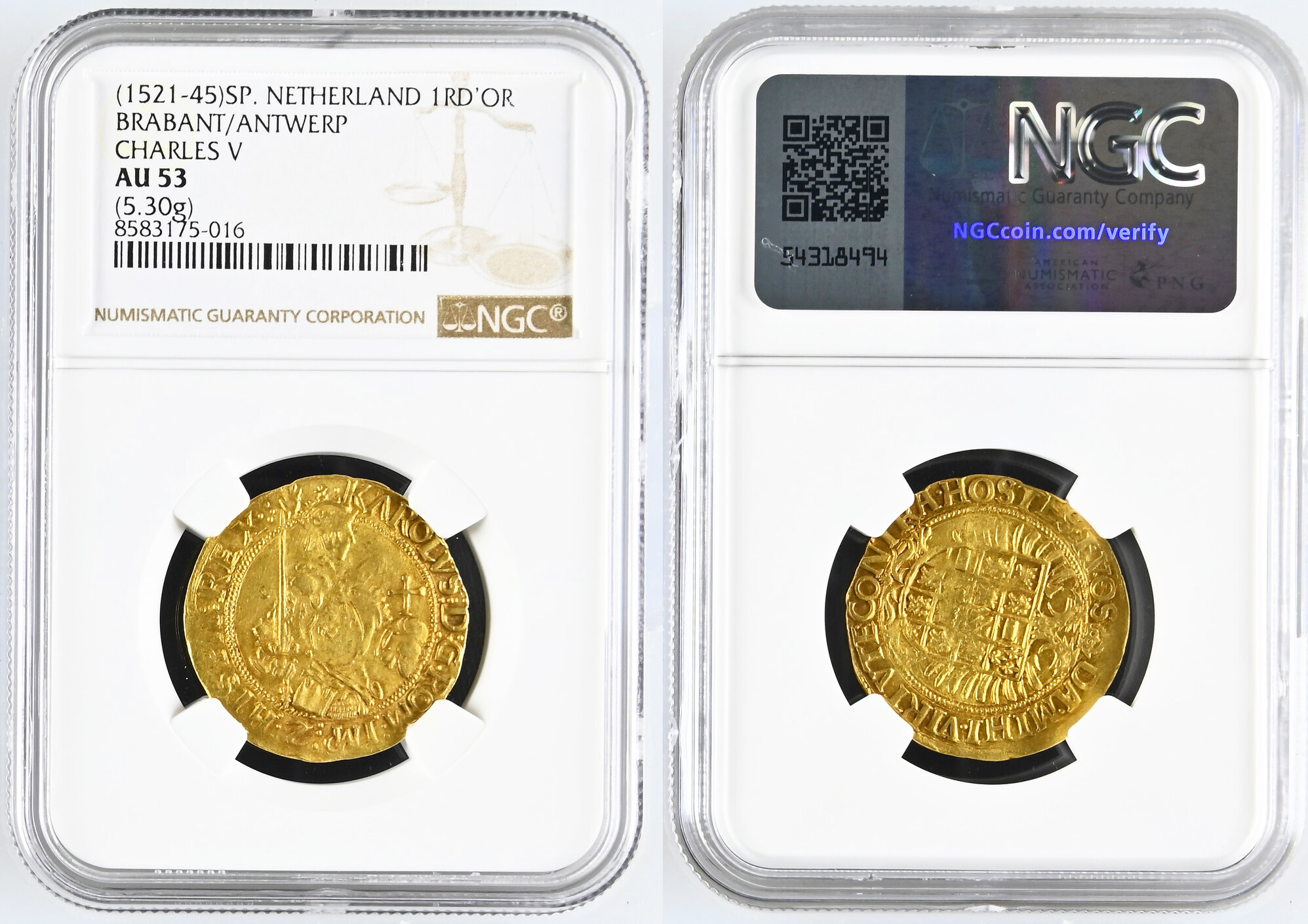 SPANISH NETHERLANDS Real D'Or (Gouden Reaal) 1521-1545 Brabant, Charles ...
