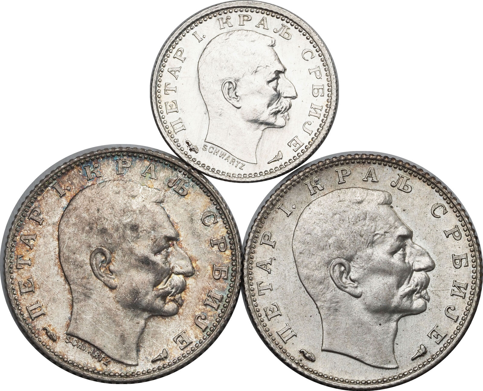 Serbia 50 Para & 1 Dinar (3pcs!) 1915 Peter I. ss-vzgl. | MA-Shops