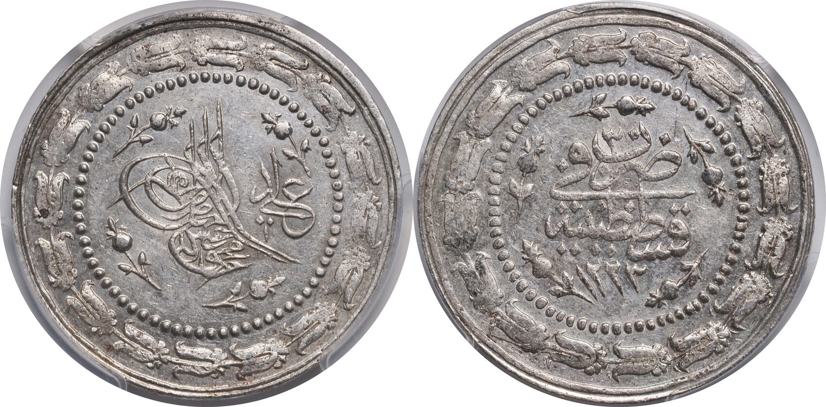 Türkiye 1837 Sultan Mahmud II. Silver 6 Kurus Coin. PCGS MS62 | MA-Shops