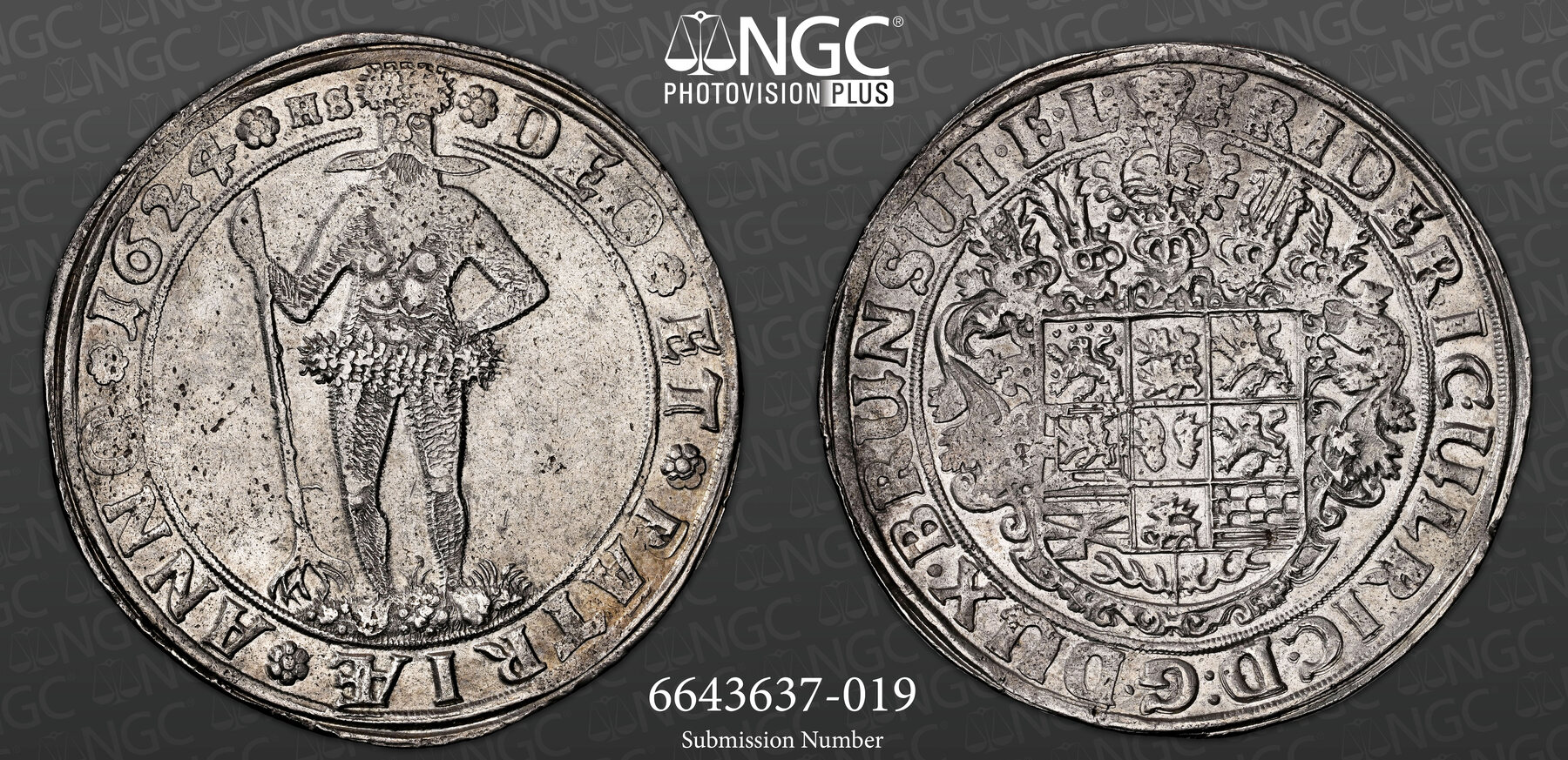 GERMANY TALER 1624 HS Brunswick-Wolfenbuttel, Friedrich Ulrich. Silver Woodwoose Thaler Coin ...