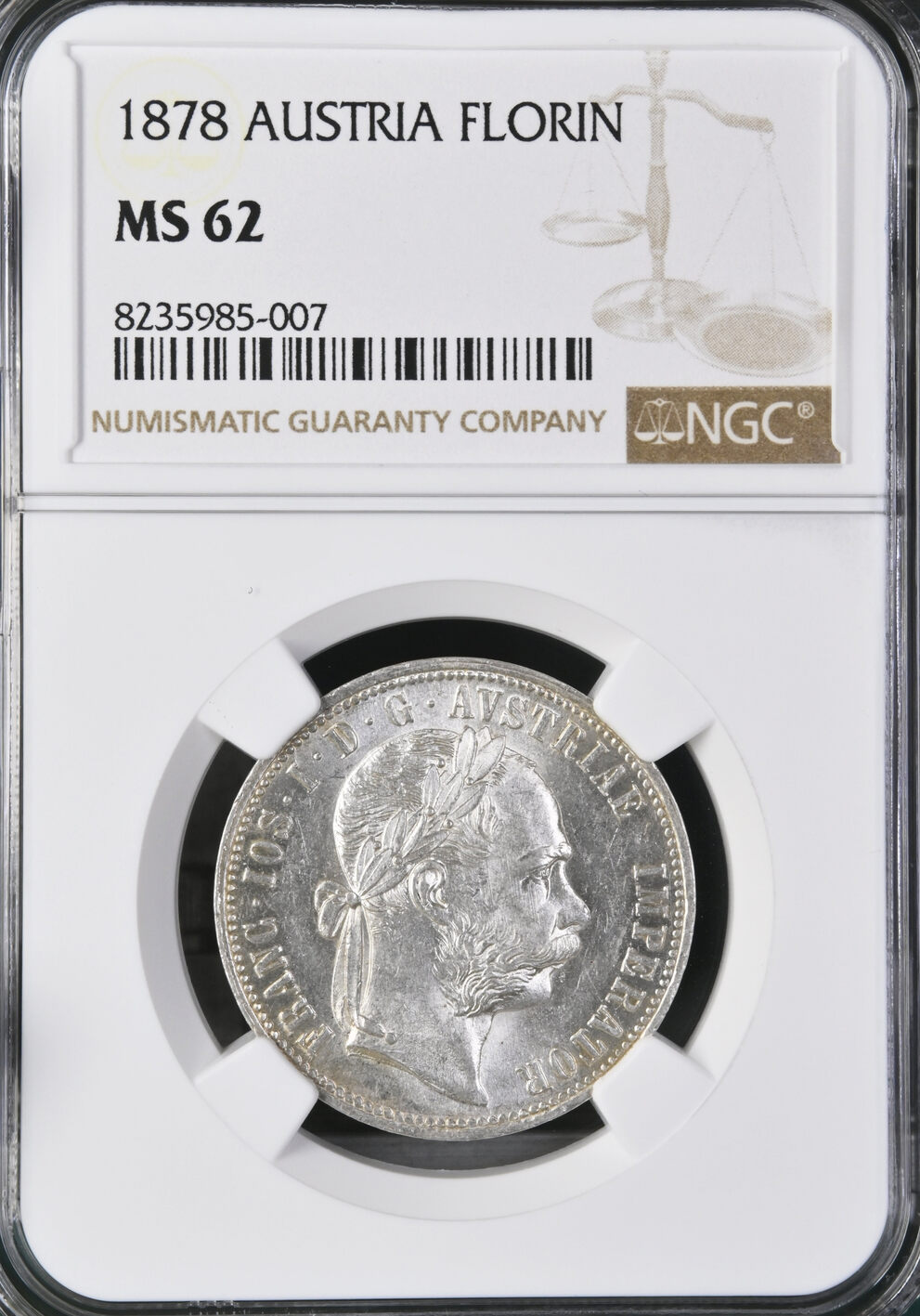 1878 Austria, Franz Josef I. Silver Florin (Gulden) Coin. NGC MS 62 | MA-Shops