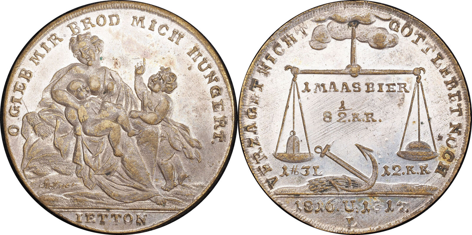 GERMANY Medal (Jeton) 1817 Famine and Food Price Increases of 1816-1817 ...
