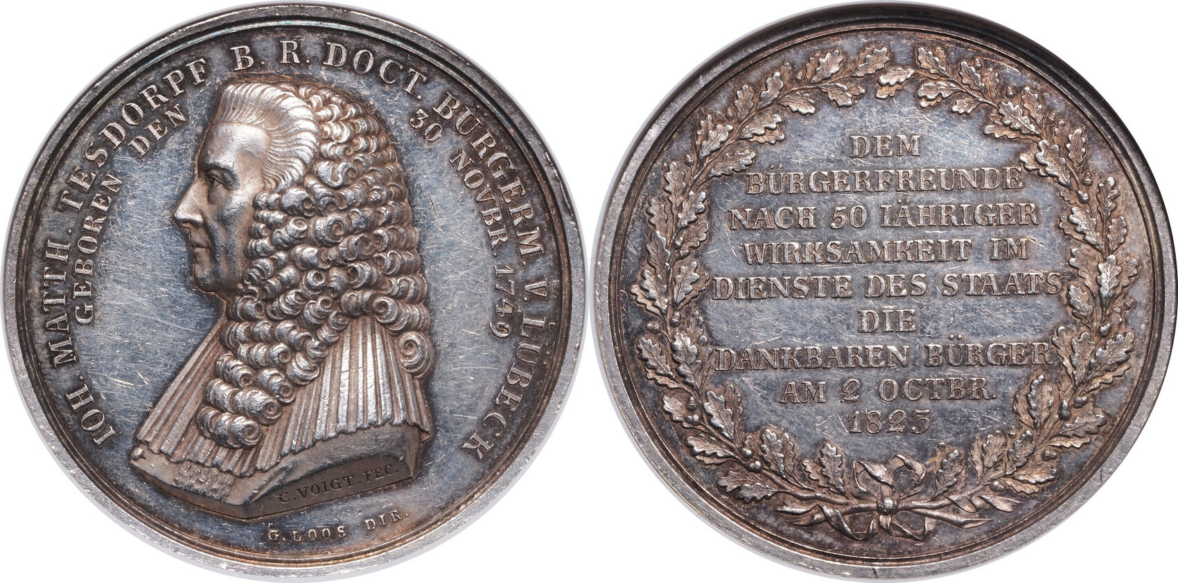 GERMANY-LUBECK Medal 1823 50th Anniversary of loyal service of Johann ...
