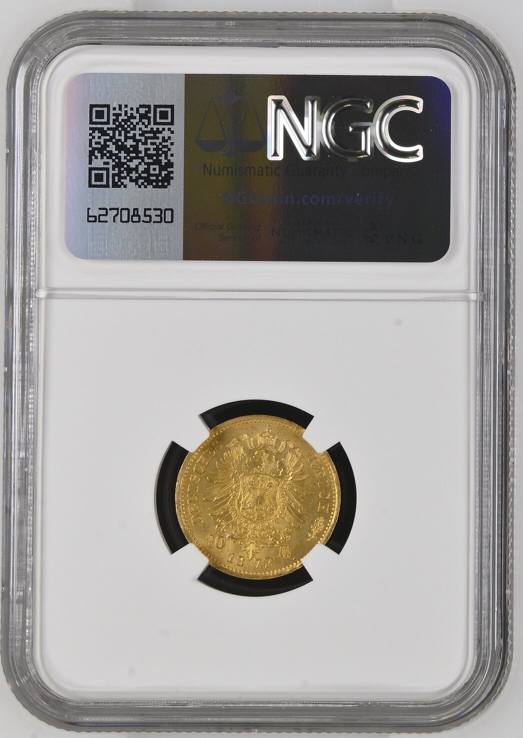 GERMANY 1872 A Kingdom of Prussia, Wilhelm I. Gold 10 Mark Coin. NGC MS ...