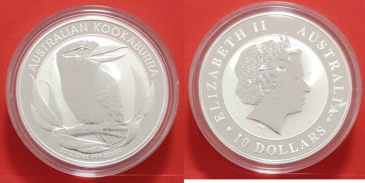 Australia 10 Dollars 2012 10 oz Kookaburra silver coin. UNC | MA-Shops