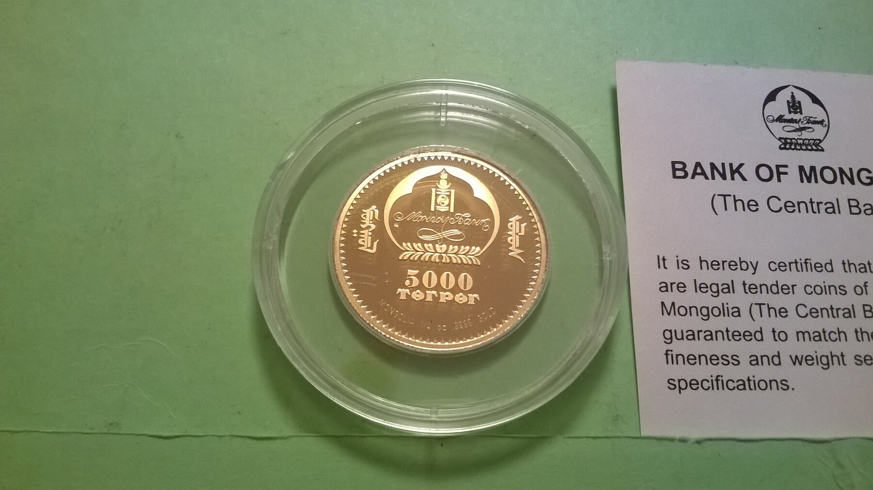 Mongolia 5000 Togrog 2007 Mannerheim across Asia, 1/4 oz 9999 gold ...