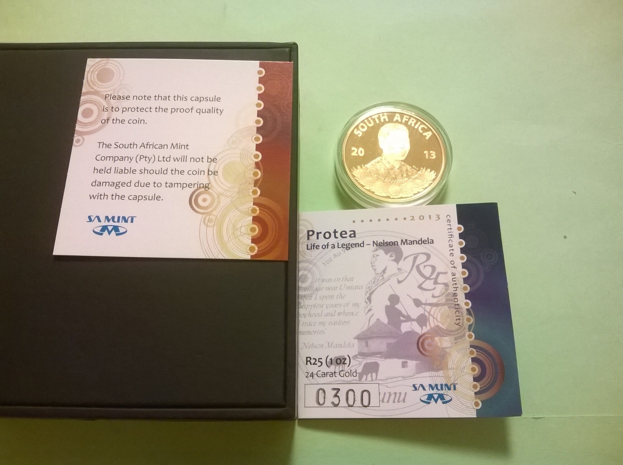 South-Africa 25 Rand 2013 Nelson Mandela 1 oz 9999 Gold Coin, South ...