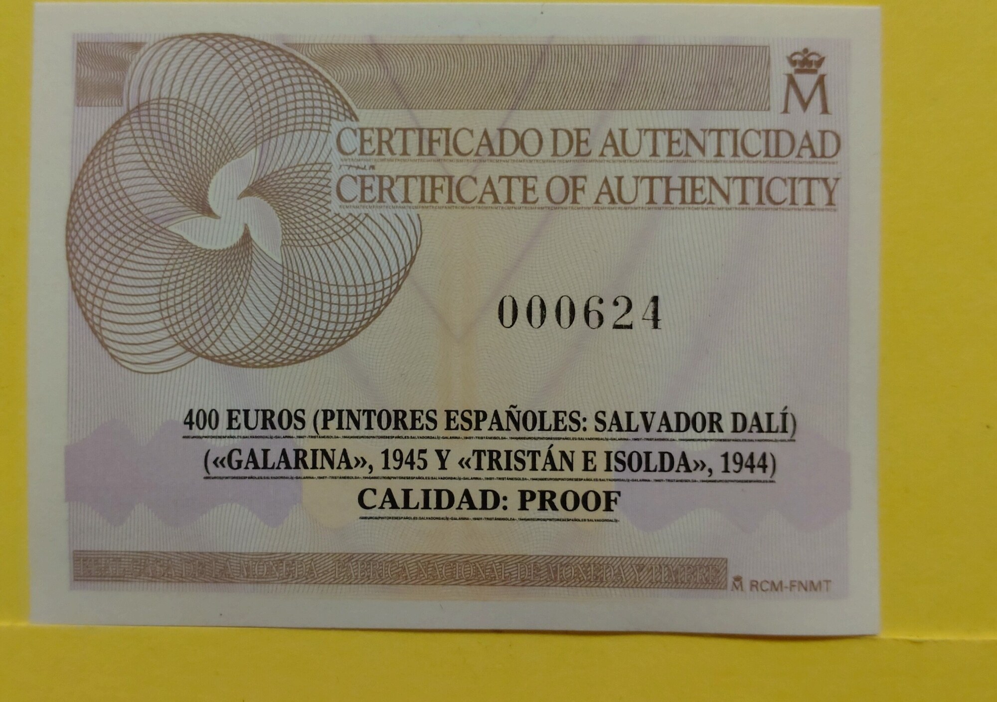 Spain, Spanien 400 Euro 2009 Salvador Dali, Galarina 1945, Tristán e ...