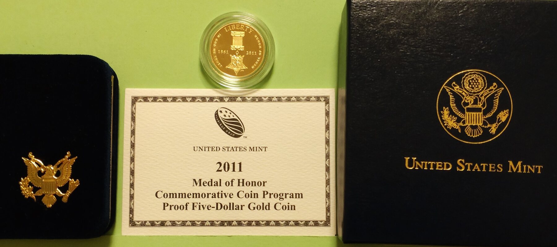 USA 5 Dollars 2011 Medal of Honor gold coin. Proof | MA-Shops