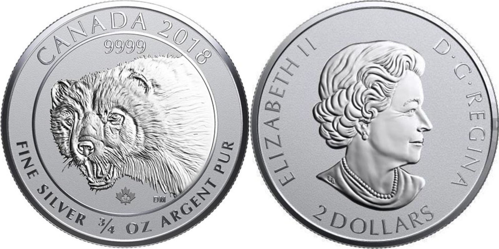 Kanada 2 Dollar 2018 Royal Canadian Mint Wolverine Vielfraß 3/4 oz ...