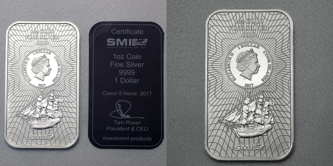 1 CID 2018 Cook Islands New Generation Münzbarren Silberbarren Bounty ...