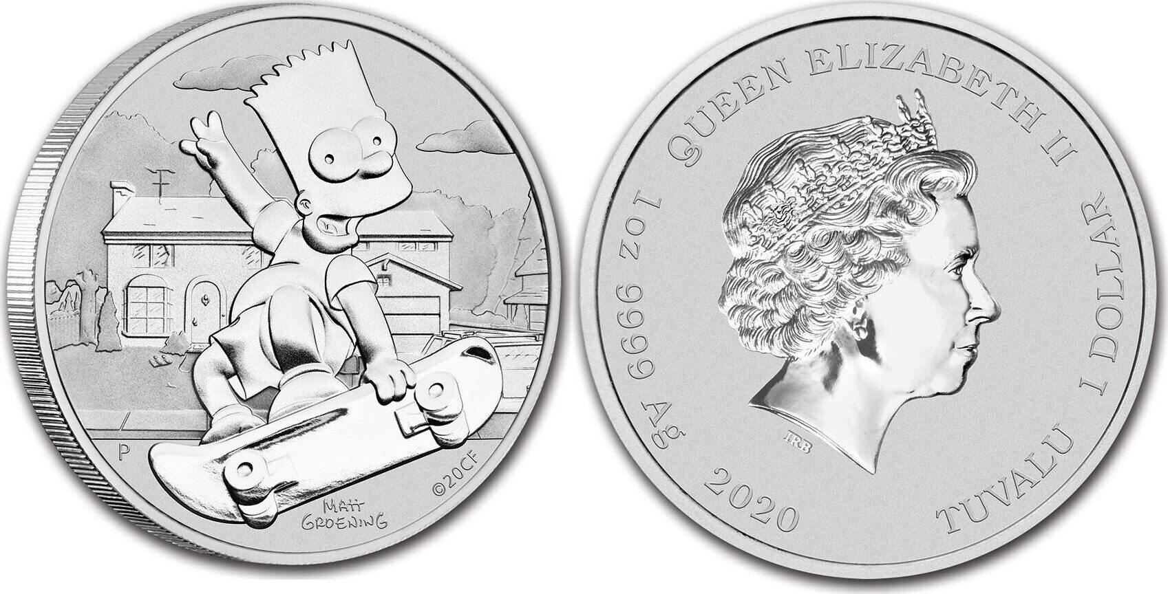 Tuvalu 1 Dollar Perth Mint The Simpsons Bart Simpson 2020 1 oz ...