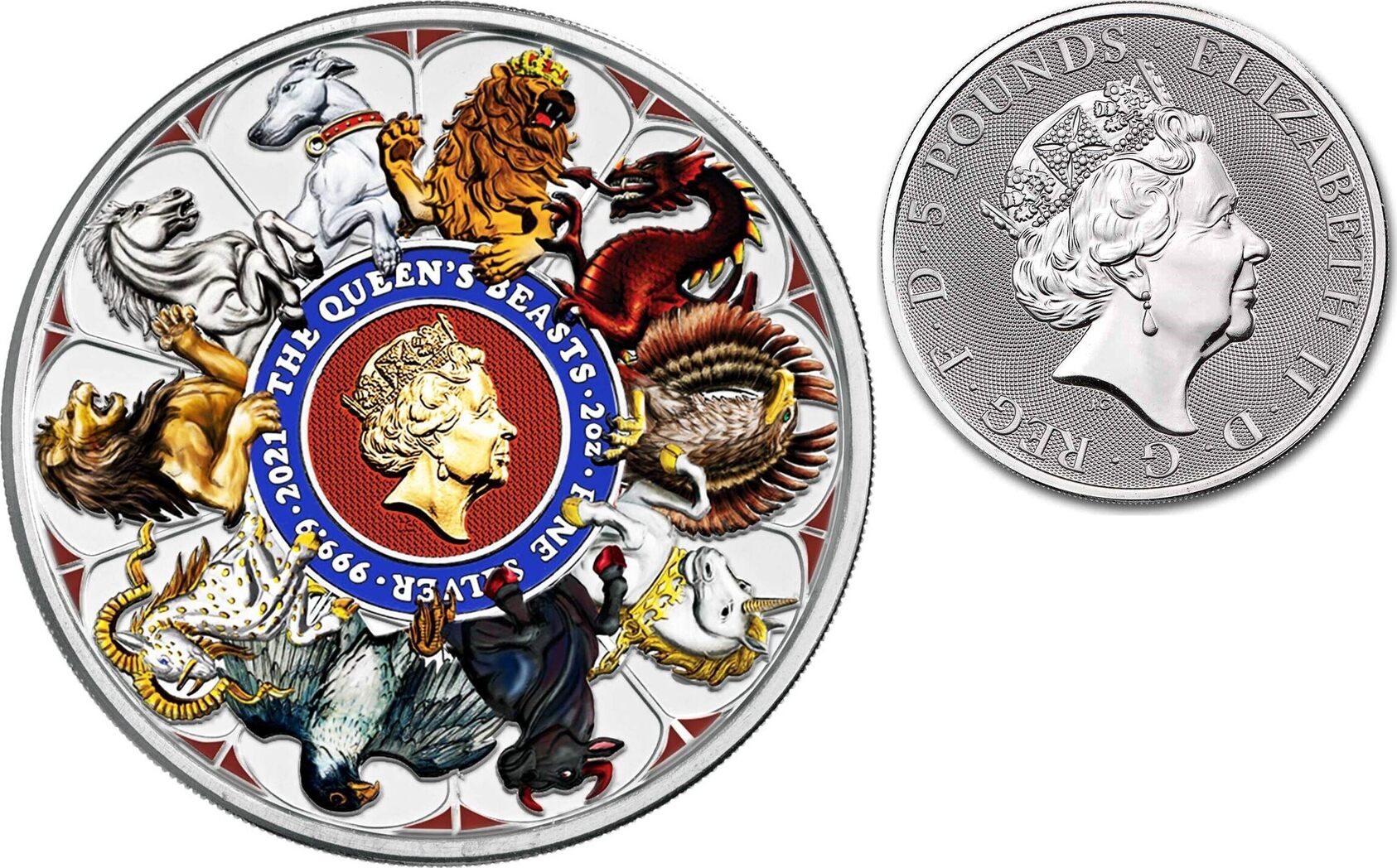 Großbritannien 2021 Royal Mint Queens Beasts Completer Coin Farbe ...