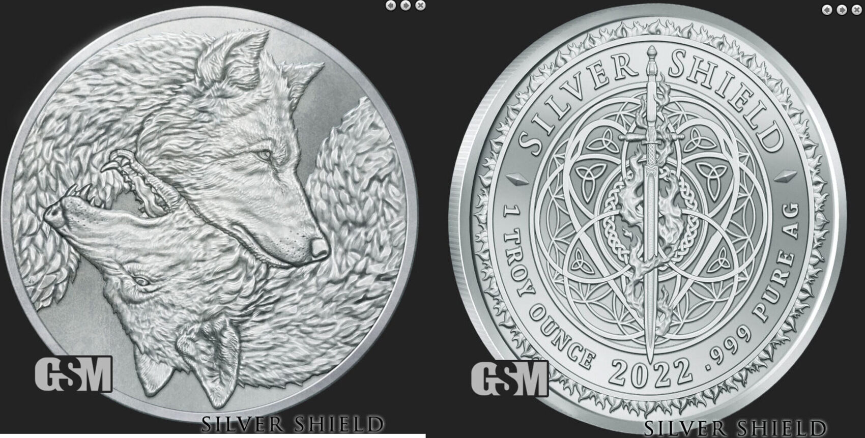 USA 2021 Golden State Mint Two Wolves Wölfe Silver Shield 1 oz ...