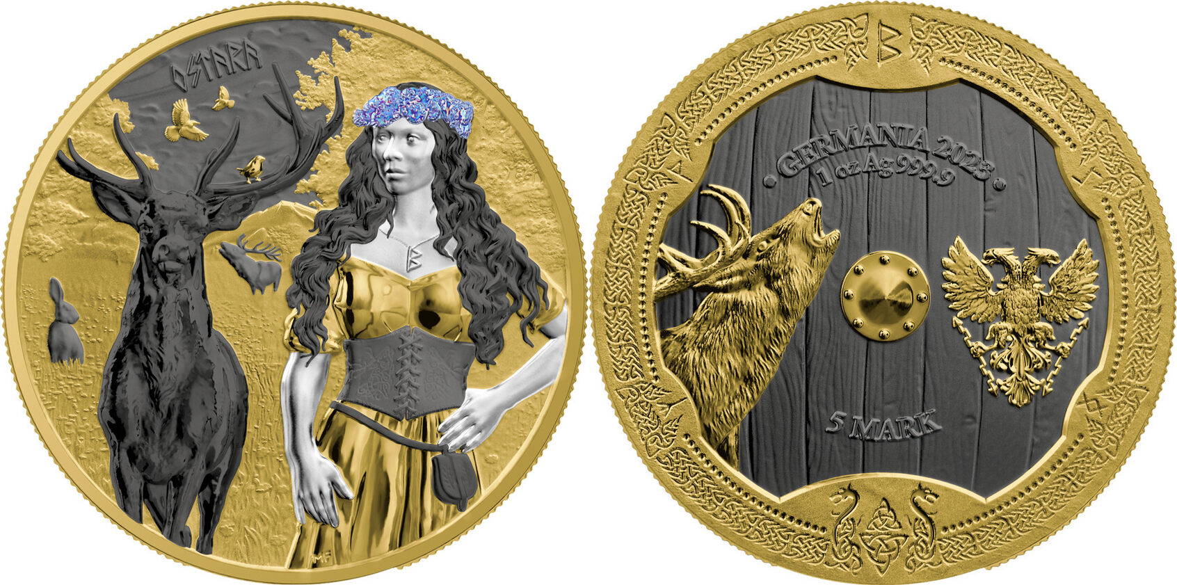 Germania Mint Valkyries Ostara Valhalla 2023 1 oz 999 Silber 5 Mark Stempelglanz | MA-Shops