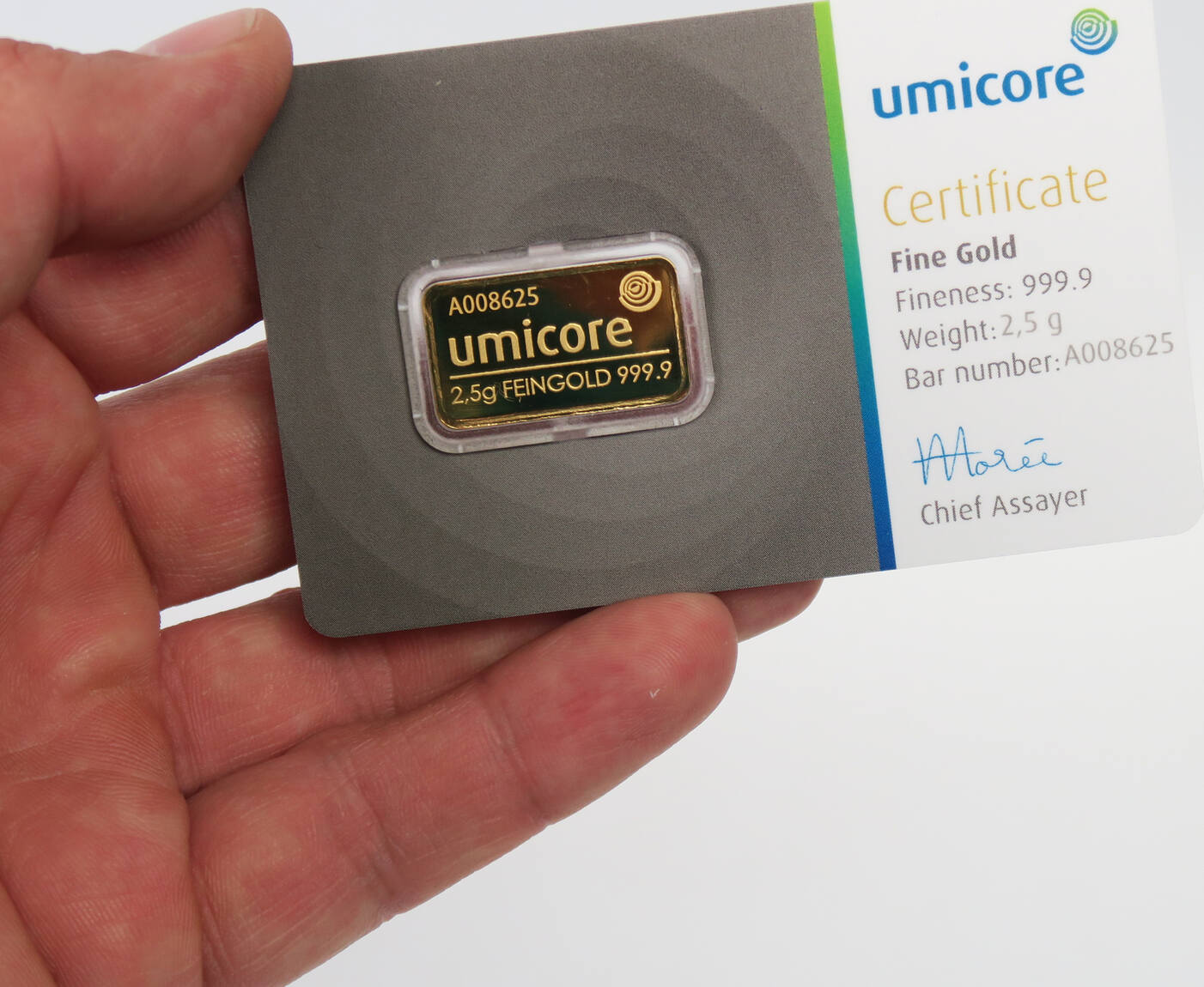 Belgien 2024 Umicore 2,5 Gramm 999.9 Goldbarren in Blister mit ...