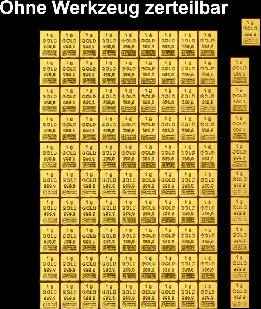 Deutschland 2023 Valcambi Gold Goldbarren 1 Gramm CombiBar 999.9 ...
