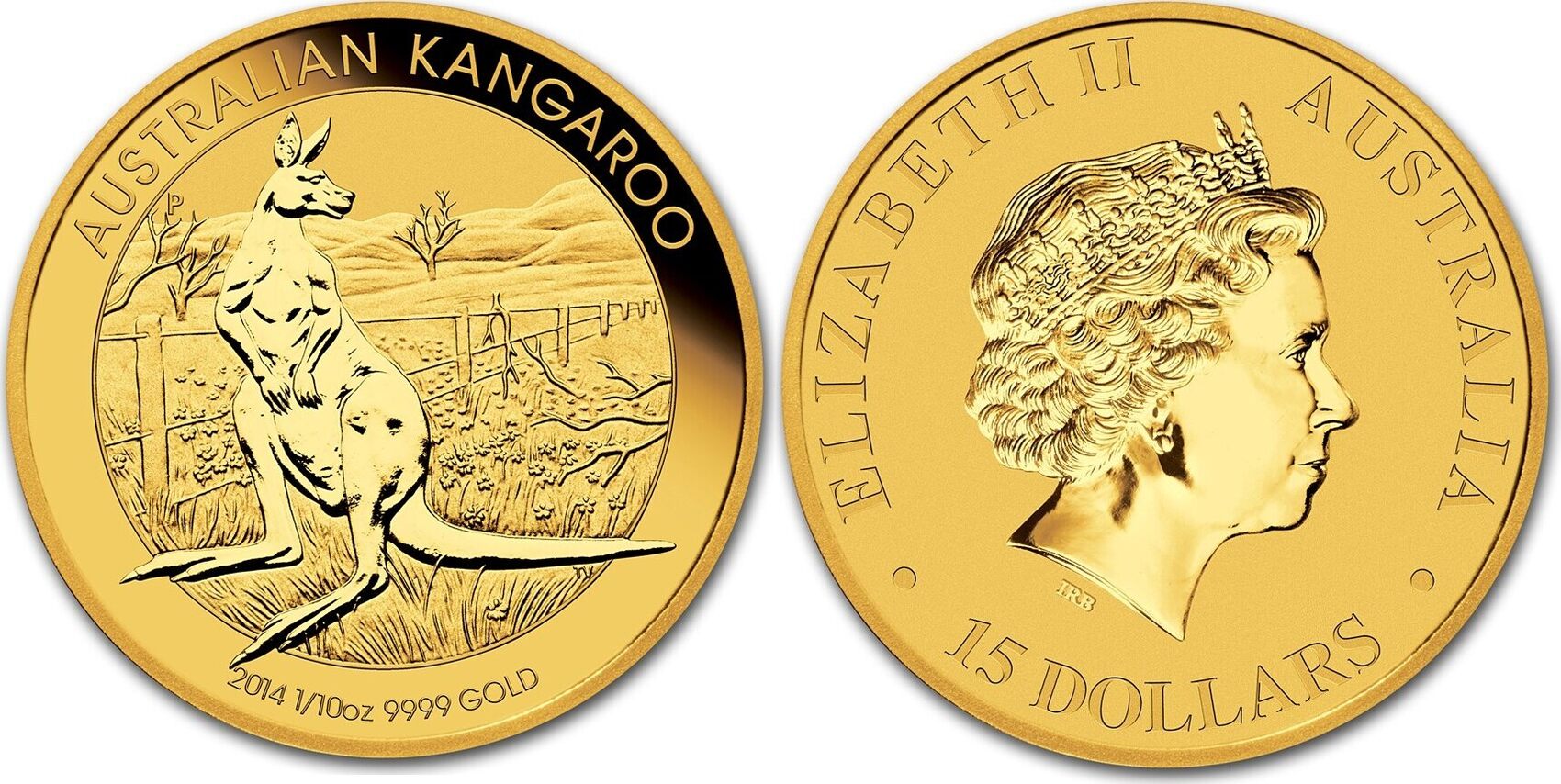 15 Dollar Australien Perth Mint Känguru Kangaroo 2014 1/10 oz 999 ...